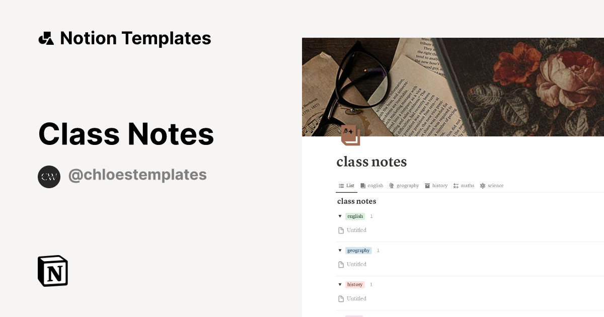 Class Notes Template by Chloe's Templates | Notion Marketplace
