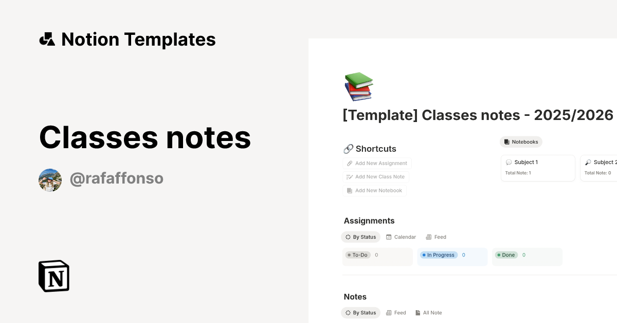 Classes notes Template | Notion Marketplace