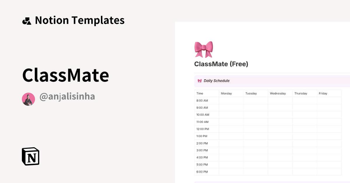 ClassMate Template | Notion Marketplace