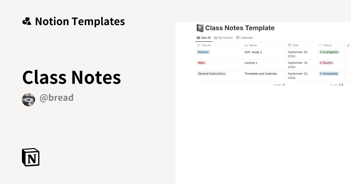 Class Notes Template | Notion Marketplace