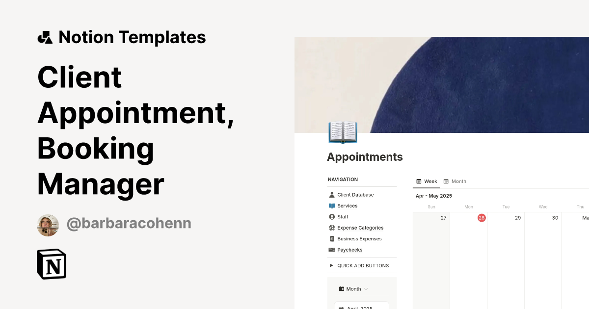 Client Appointment, Booking Manager Template by Bárbara cohen | Notion ...