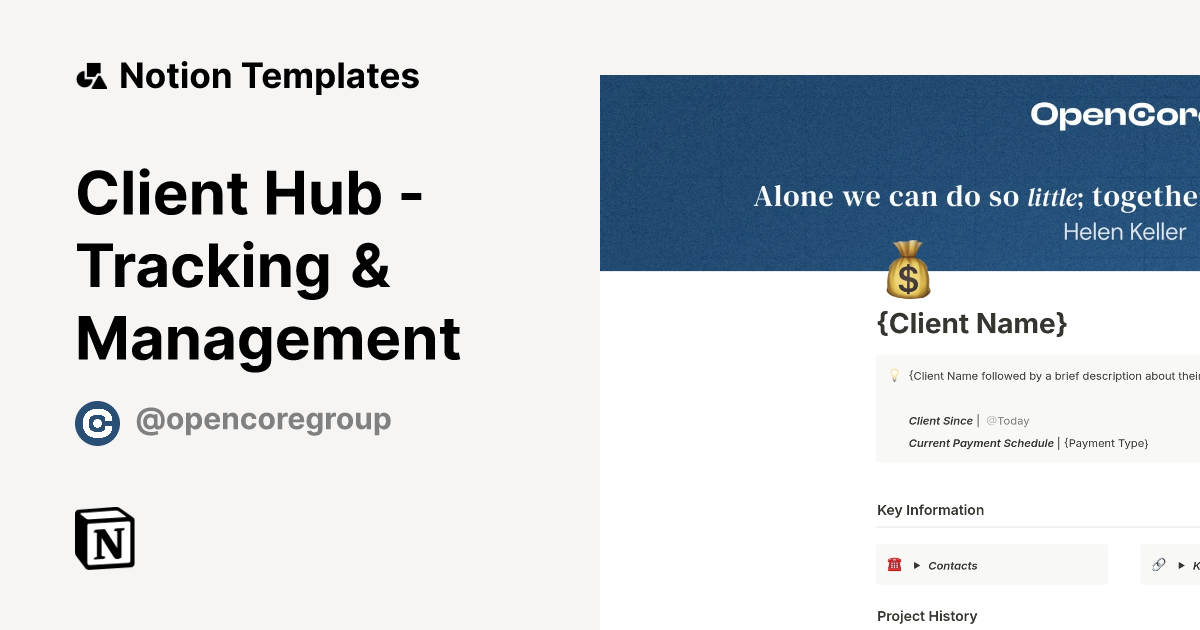Client Hub - Tracking & Management Template by OpenCore Group | Notion ...