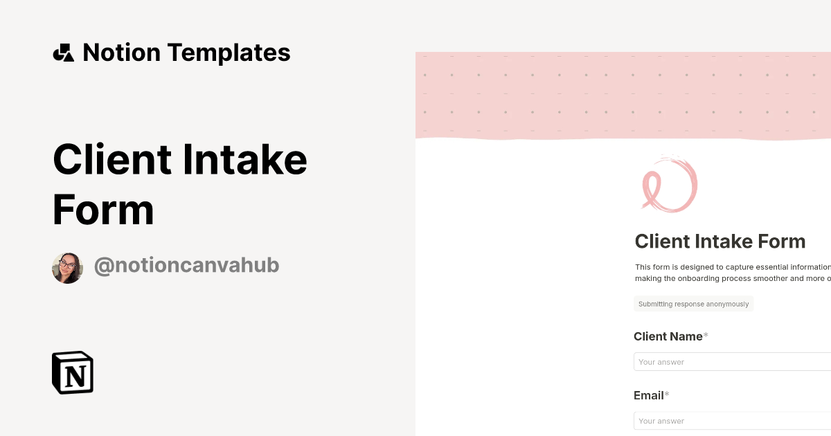 Client Intake Form Template by HGM Co | Notion Marketplace