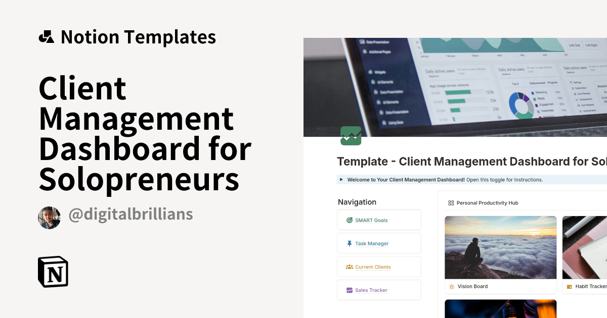Client Management Dashboard for Solopreneurs Template by Digital ...