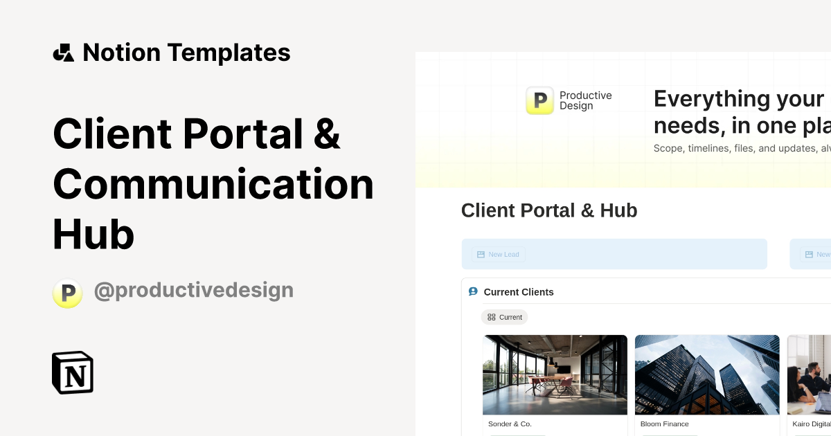 Client Portal & Communication Hub Template by Productive Design ...