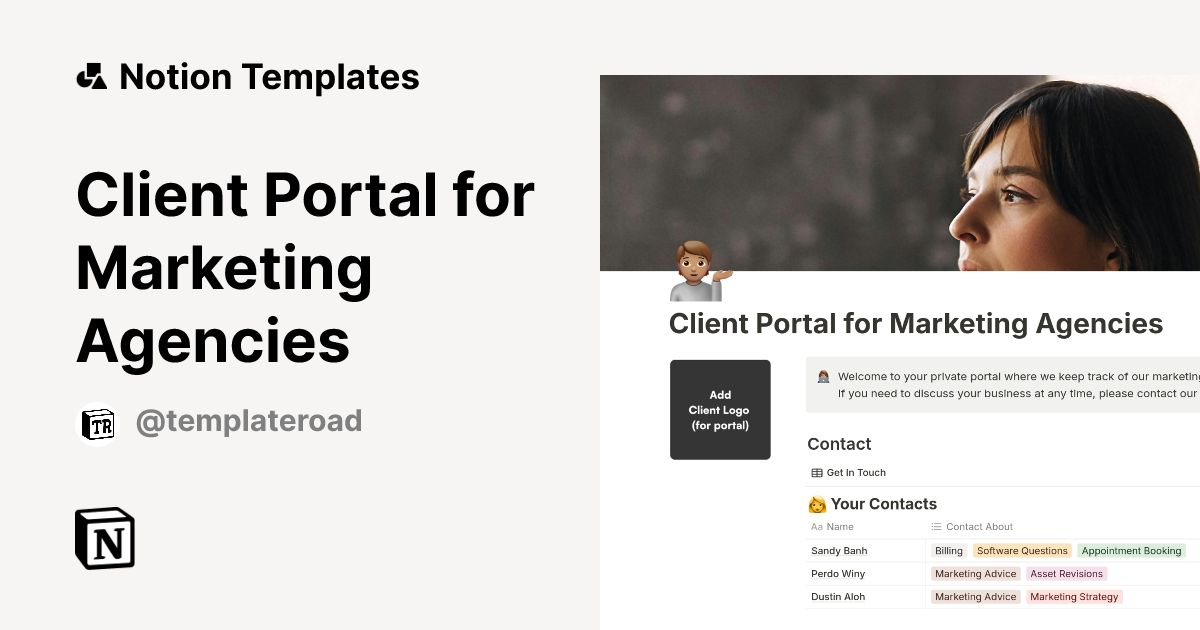 Client Portal for Marketing Agencies Template by Template Road | Notion ...