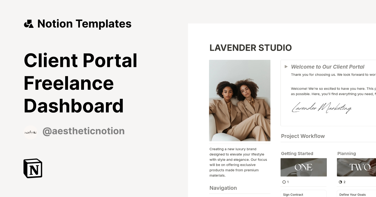 Client Portal Freelance Dashboard Template | Notion Marketplace