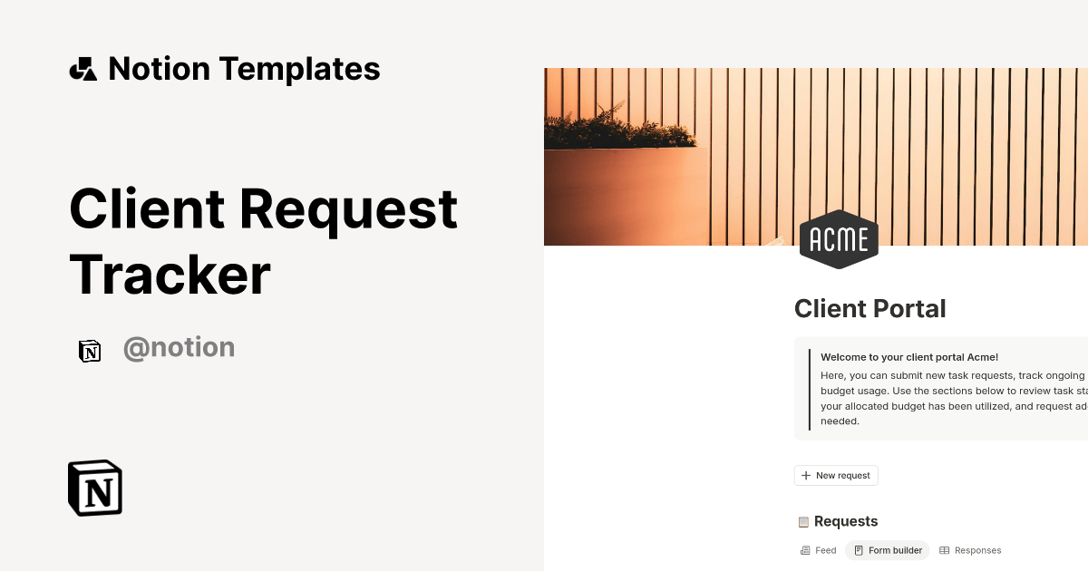 Client Request Tracker Template by Notion | Notion Marketplace