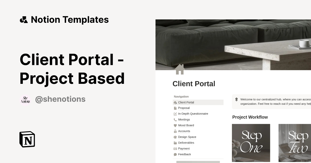 Client Portal - Project Based Template by She Notions | Notion Marketplace