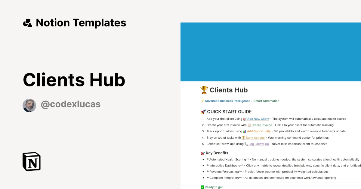 Clients Hub Template | Notion Marketplace