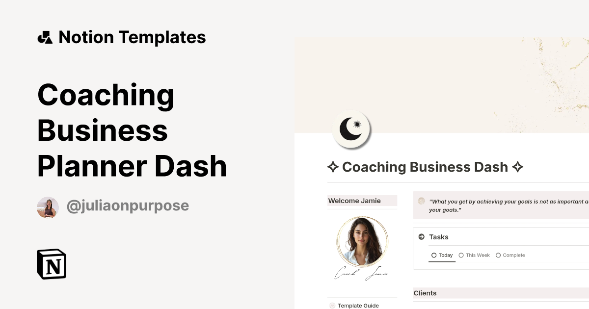 Coaching Business Planner Dash Template | Notion Marketplace