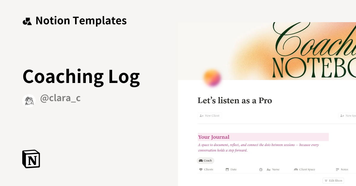 Coaching Log Template | Notion Marketplace