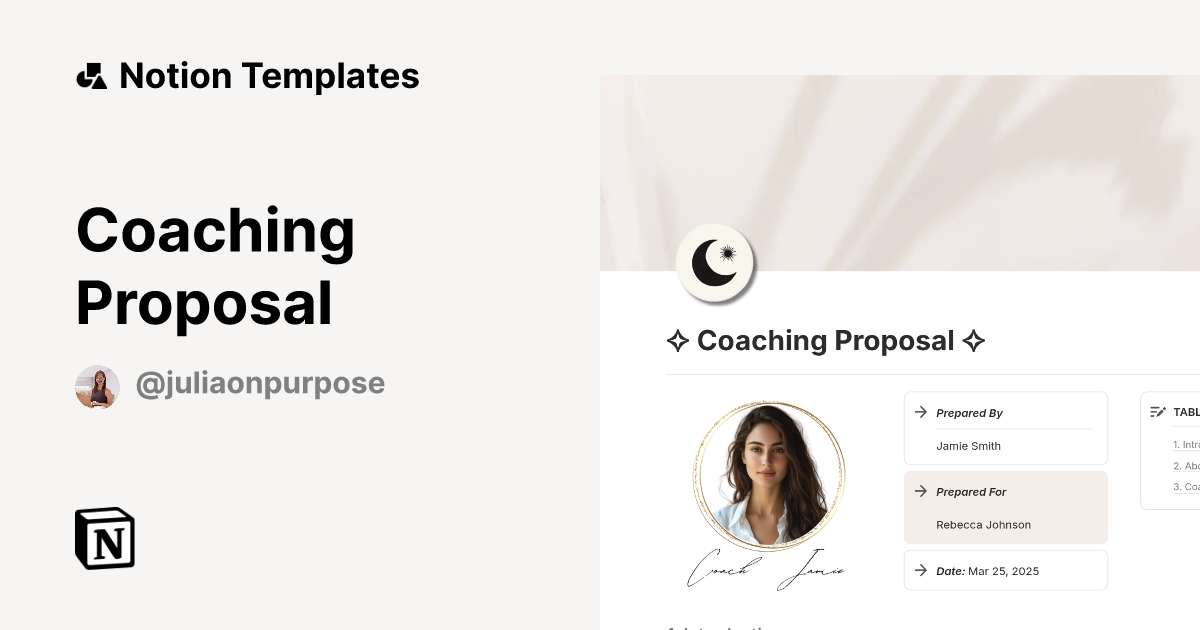 Coaching Proposal Template | Notion Marketplace