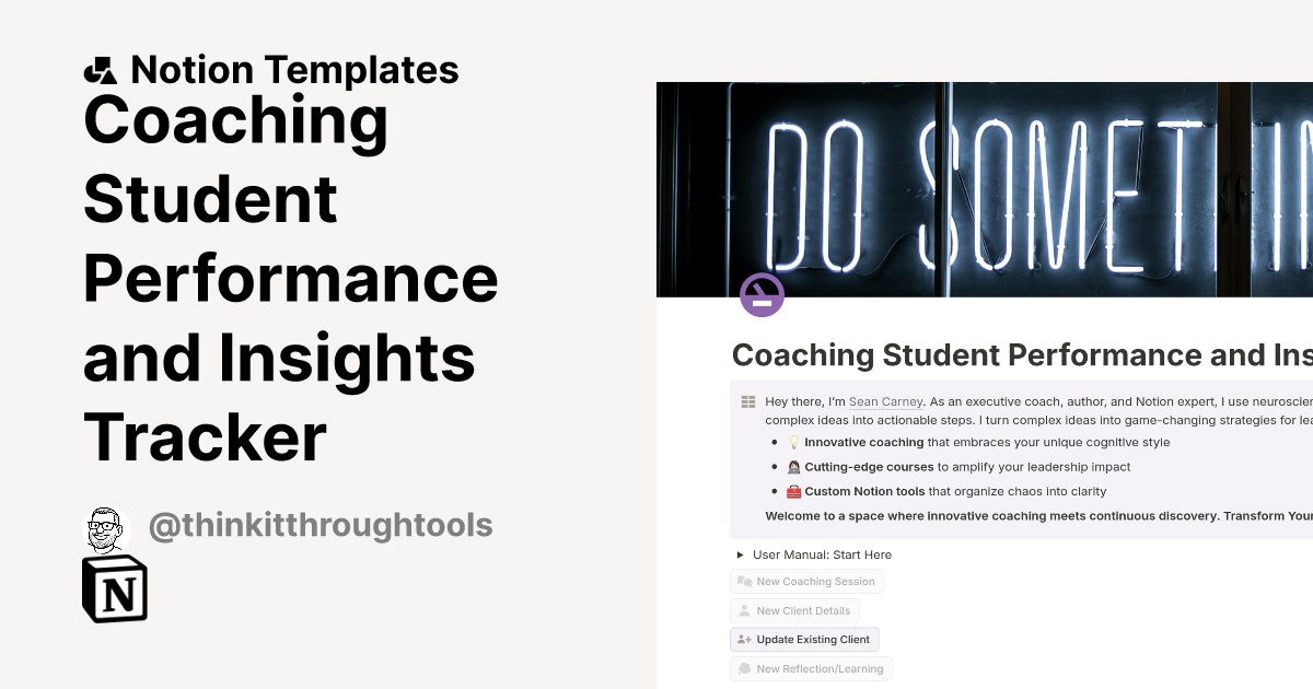 Coaching Student Performance and Insights Tracker Template by Think It Through Tools | Notion ...