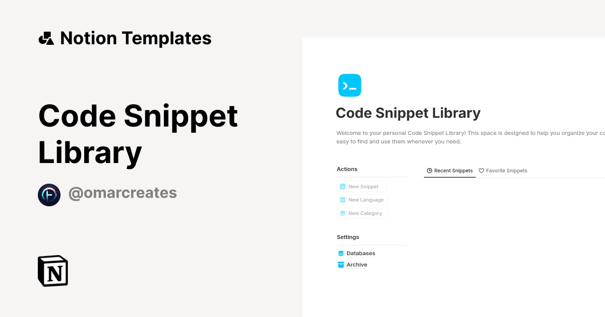 Code Snippet Library Template by Omar Faruk | Notion Marketplace