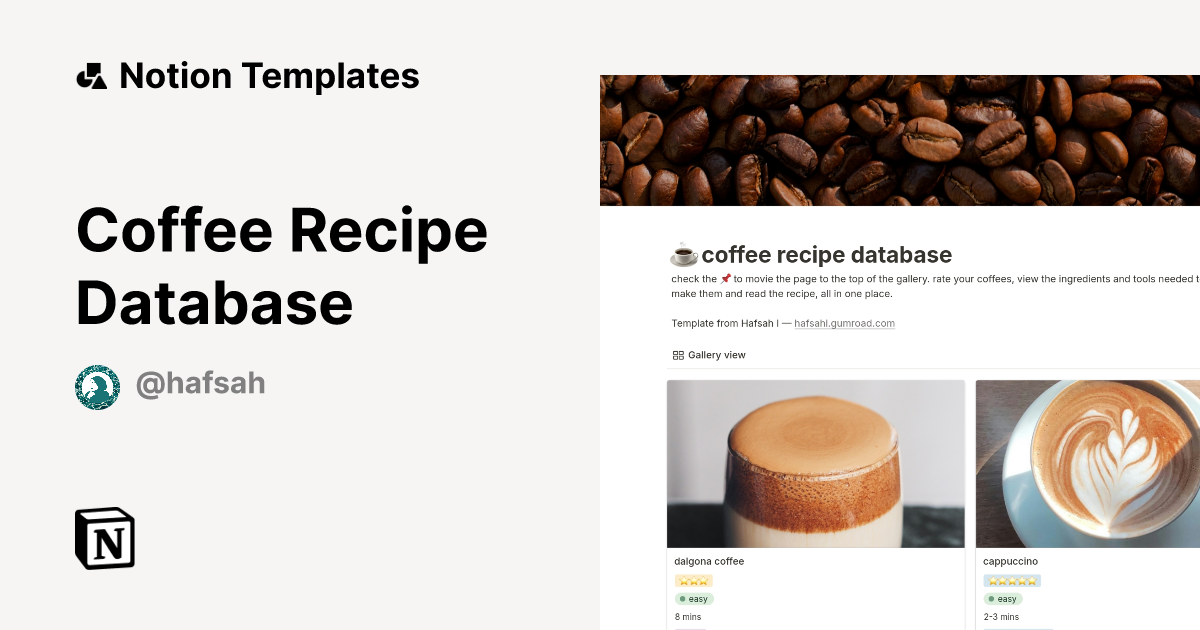Coffee Recipe Database Template | Notion Marketplace
