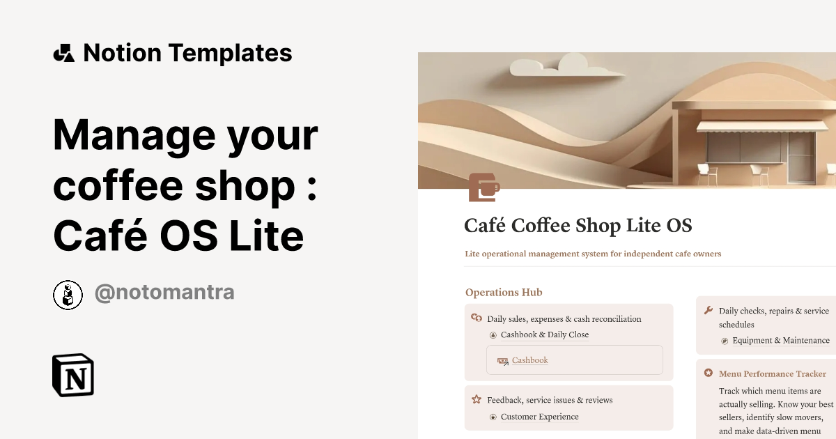 Manage your coffee shop : Café OS Lite Template | Notion Marketplace