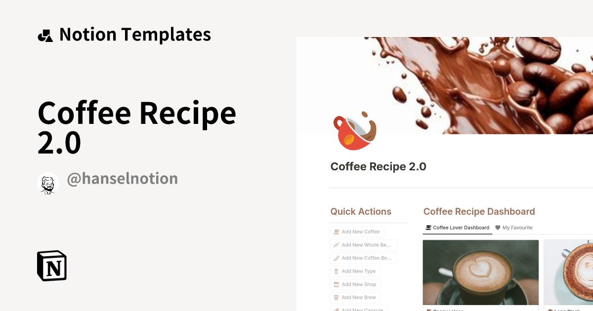 Coffee Recipe 2.0 Template by Hansel Systems | Notion Marketplace