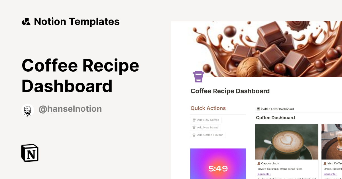 Coffee Recipe Dashboard Template | Notion Marketplace