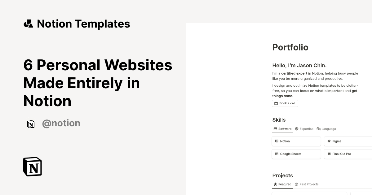 6 Personal Websites Made Entirely in Notion | Notion Template Marketplace
