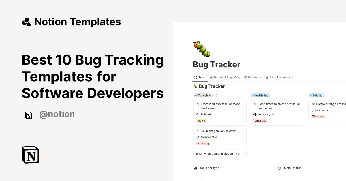 Best 10 Bug Tracking Templates For Software Developers Notion