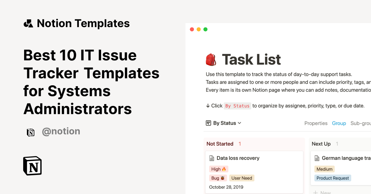 Best 10 IT Issue Tracker Templates for Systems Administrators | Notion ...