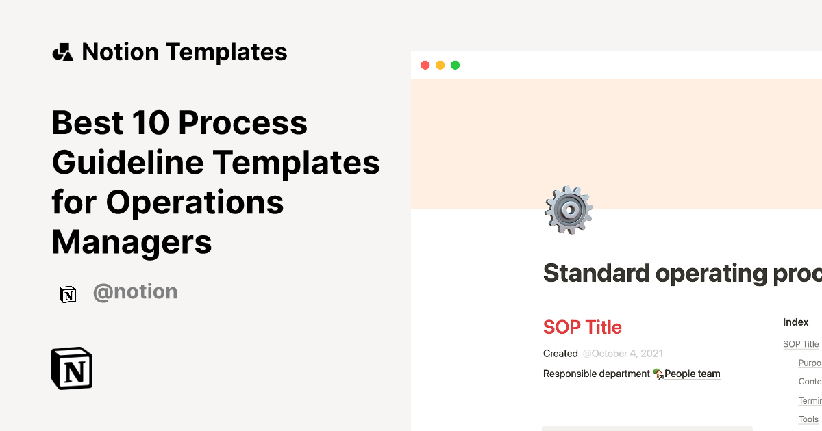 Best 10 Process Guideline Templates for Operations Managers | Notion ...