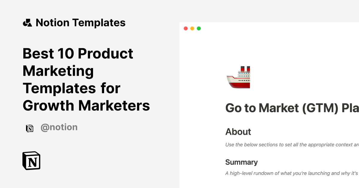 Best 10 Product Marketing Templates for Growth Marketers | Notion ...