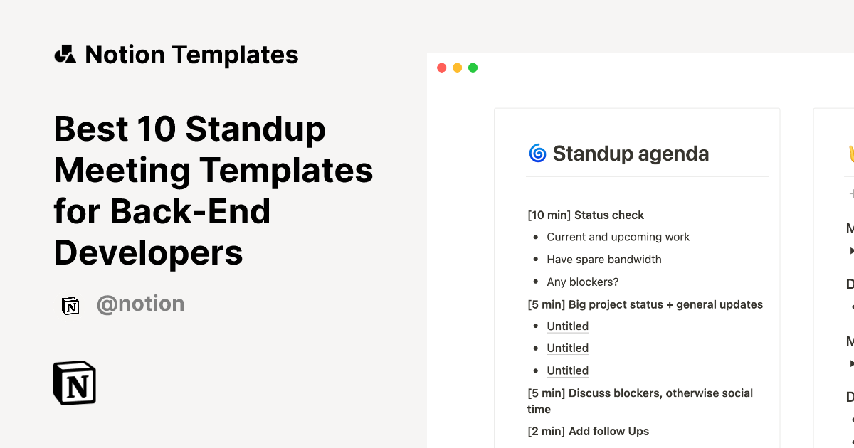 Best 10 Standup Meeting Templates for Back-End Developers | Notion ...