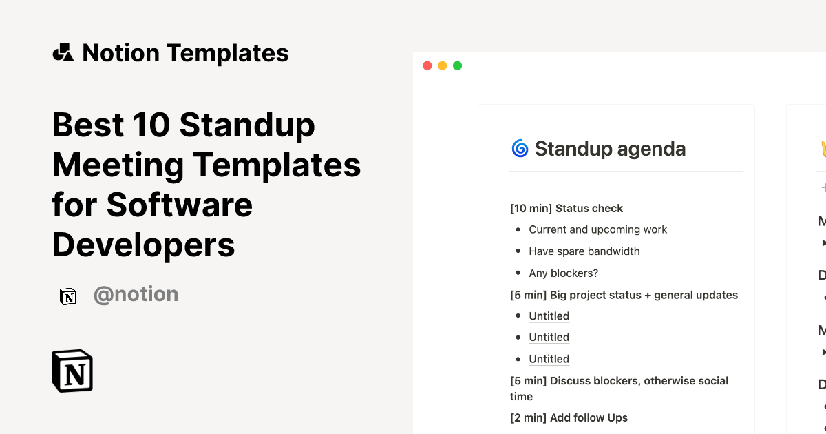 Best 10 Standup Meeting Templates for Software Developers | Notion ...