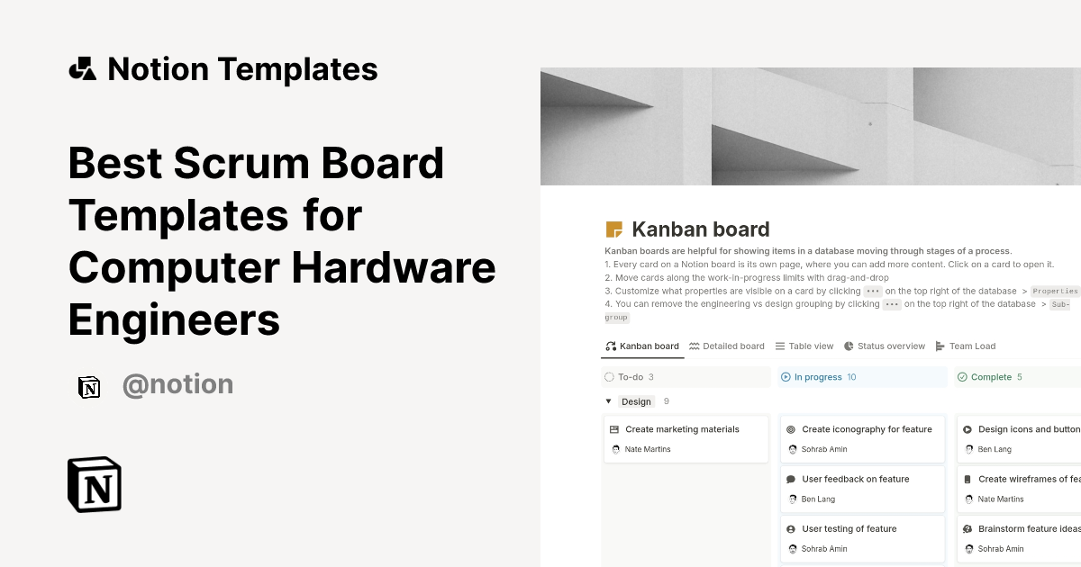 Best Scrum Board Templates for Computer Hardware Engineers | Notion ...