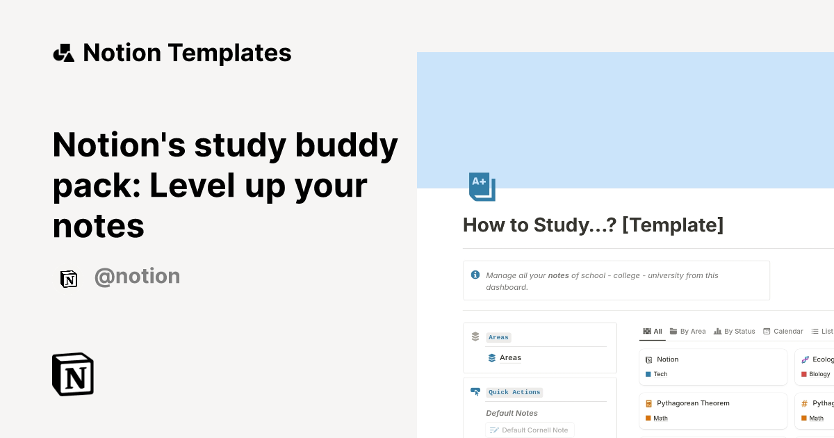 Notion's study buddy pack: Level up your notes | Notion Template ...