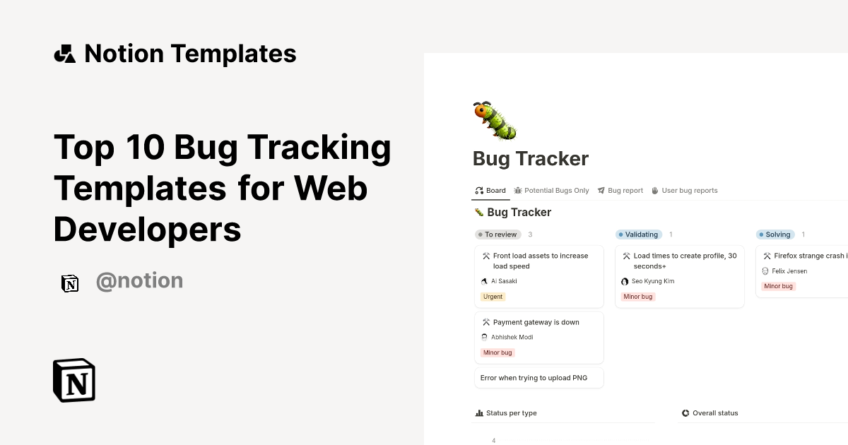 Top 10 Bug Tracking Templates for Web Developers | Notion Template ...