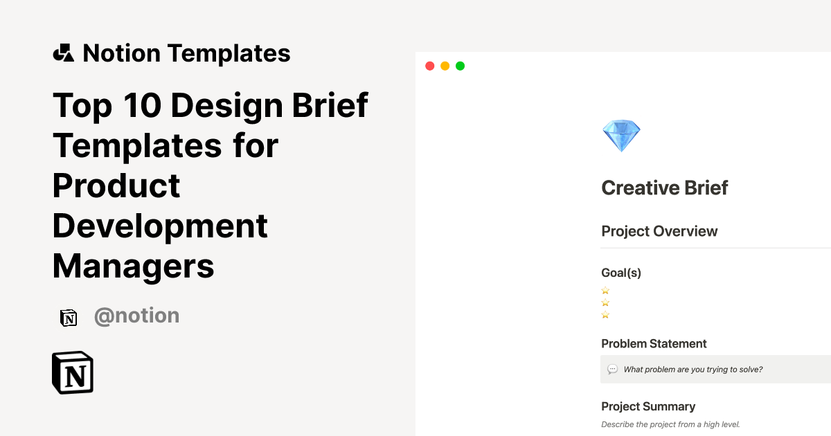 Top 10 Design Brief Templates for Product Development Managers | Notion ...