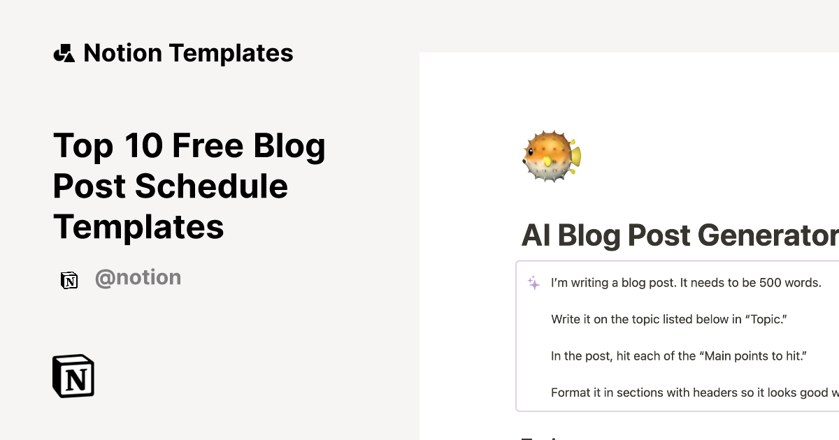 Top 10 Free Blog Post Schedule Templates | Notion Template Marketplace