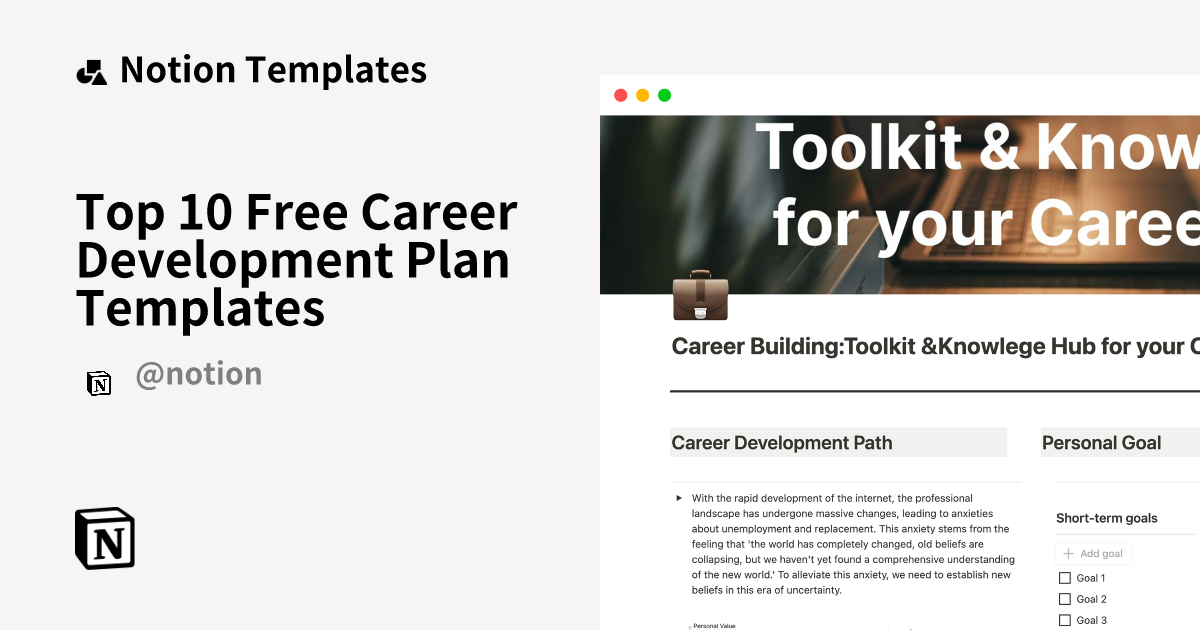 Top 10 Free Career Development Plan Templates | Notion Template Marketplace