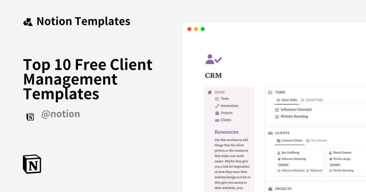 Top 10 Free Client Management Templates | Notion Template Marketplace