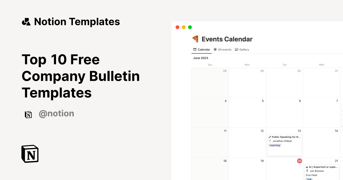Top 10 Free Company Bulletin Templates | Notion Template Marketplace