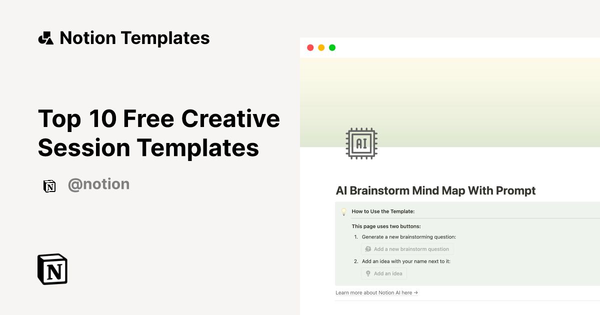 Top 10 Free Creative Session Templates | Notion Template Marketplace