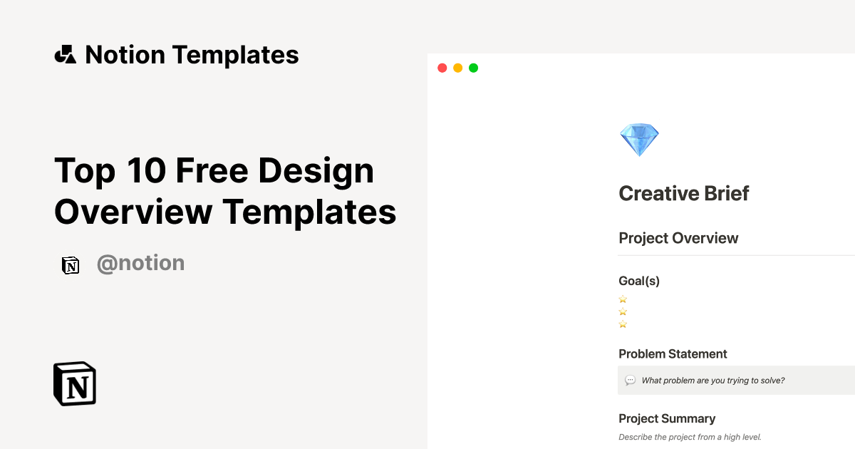 Top 10 Free Design Overview Templates | Notion Template Marketplace