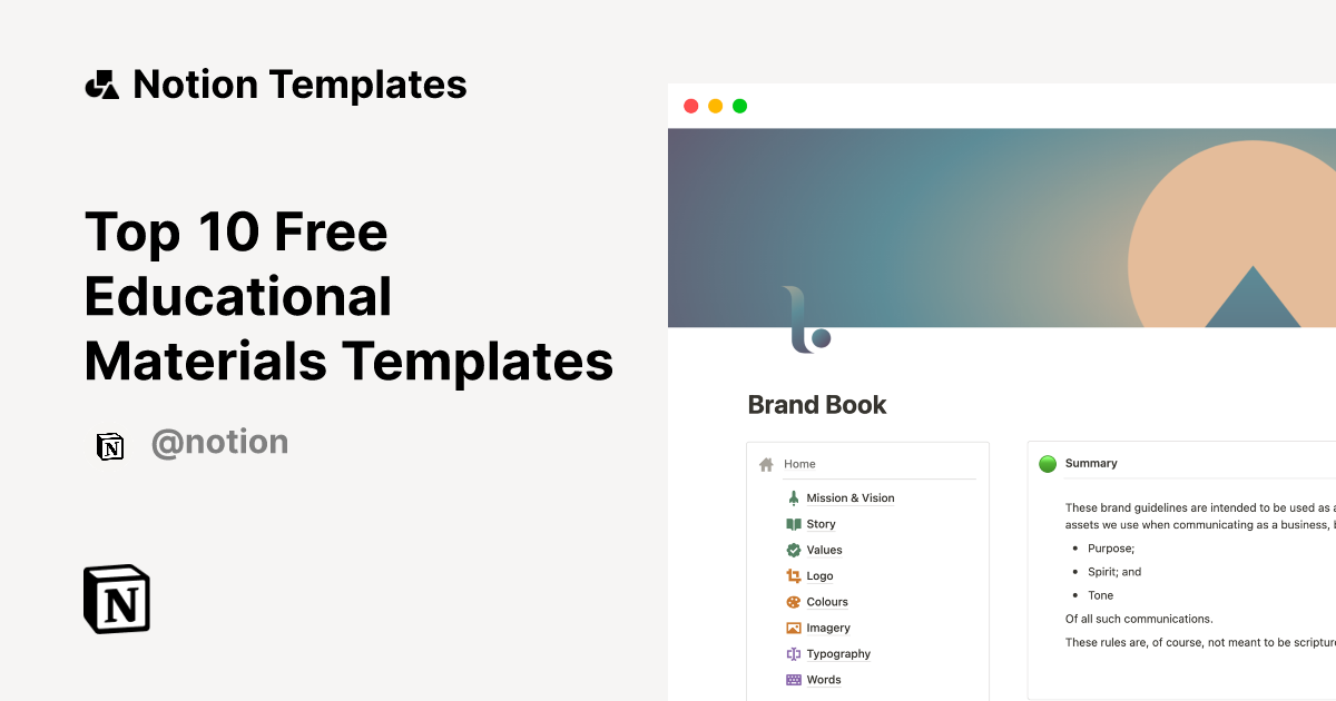 Top 10 Free Educational Materials Templates | Notion Template Marketplace