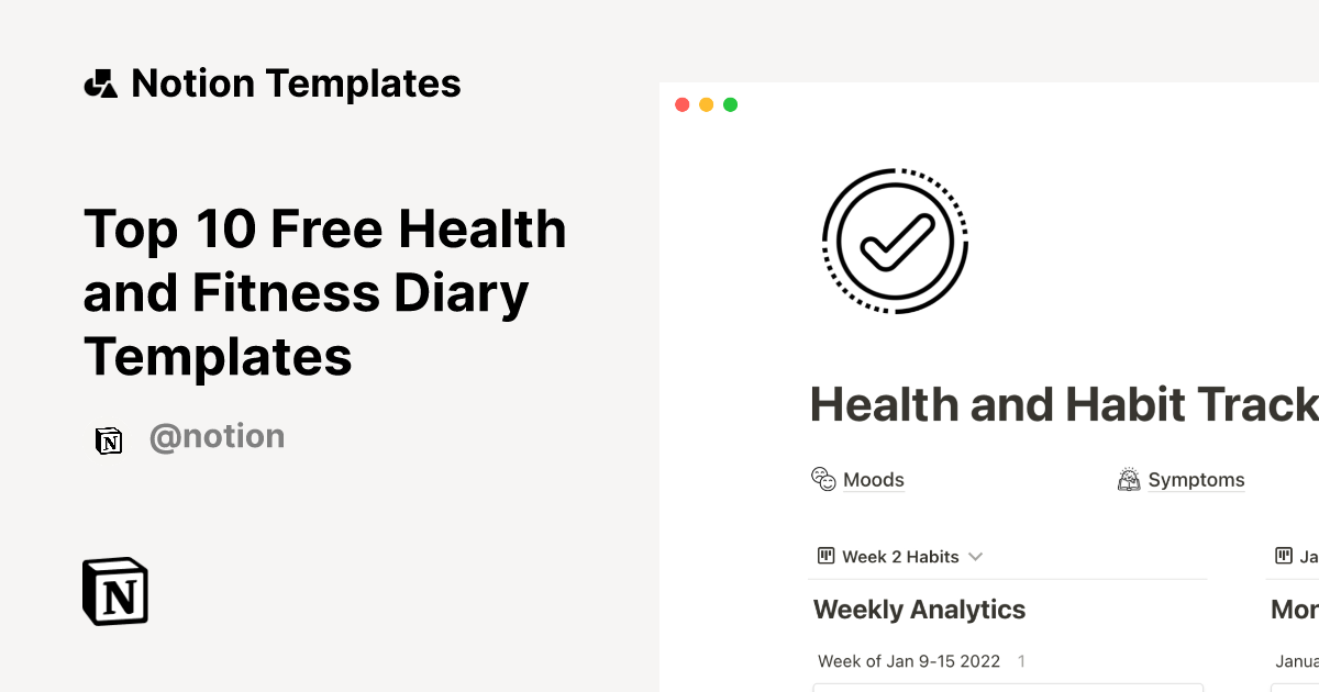 Top 10 Free Health and Fitness Diary Templates | Notion Template ...
