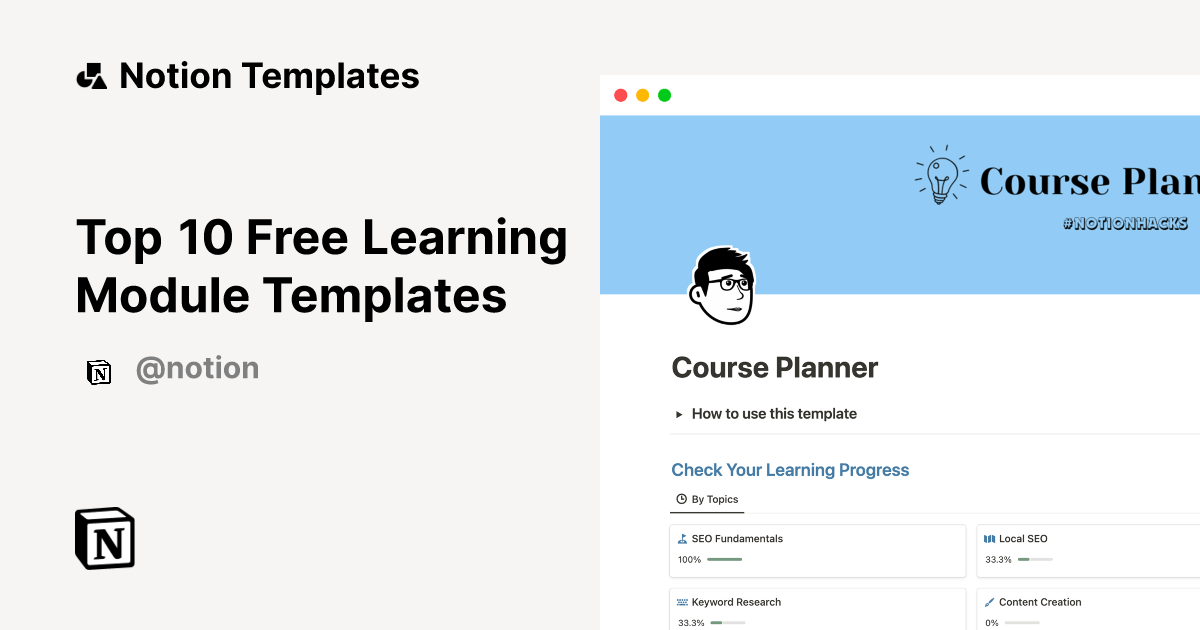 Top 10 Free Learning Module Templates | Notion Template Marketplace