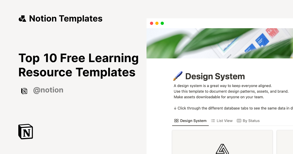 Top 10 Free Learning Resource Templates | Notion Template Marketplace