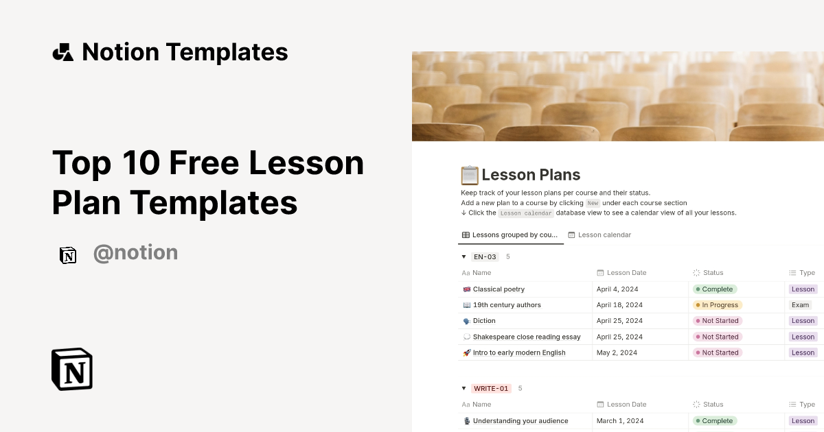 Top 10 Free Lesson Plan Templates | Notion Template Marketplace