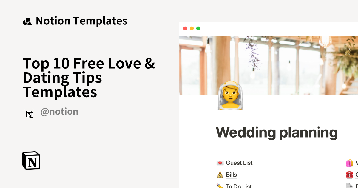 Top 10 Free Love & Dating Tips Templates | Notion Template Marketplace