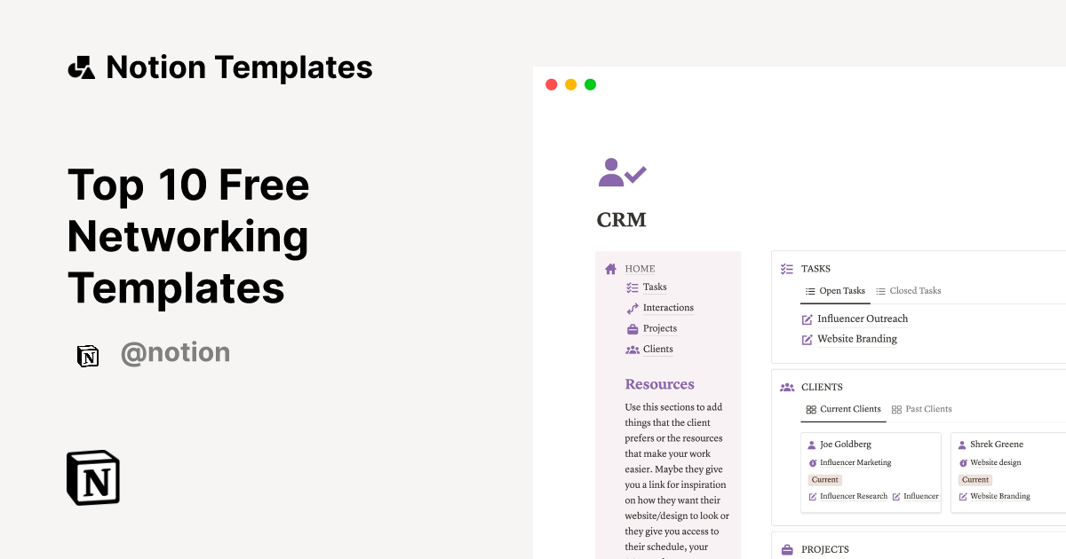 Top 10 Free Networking Templates | Notion Template Marketplace