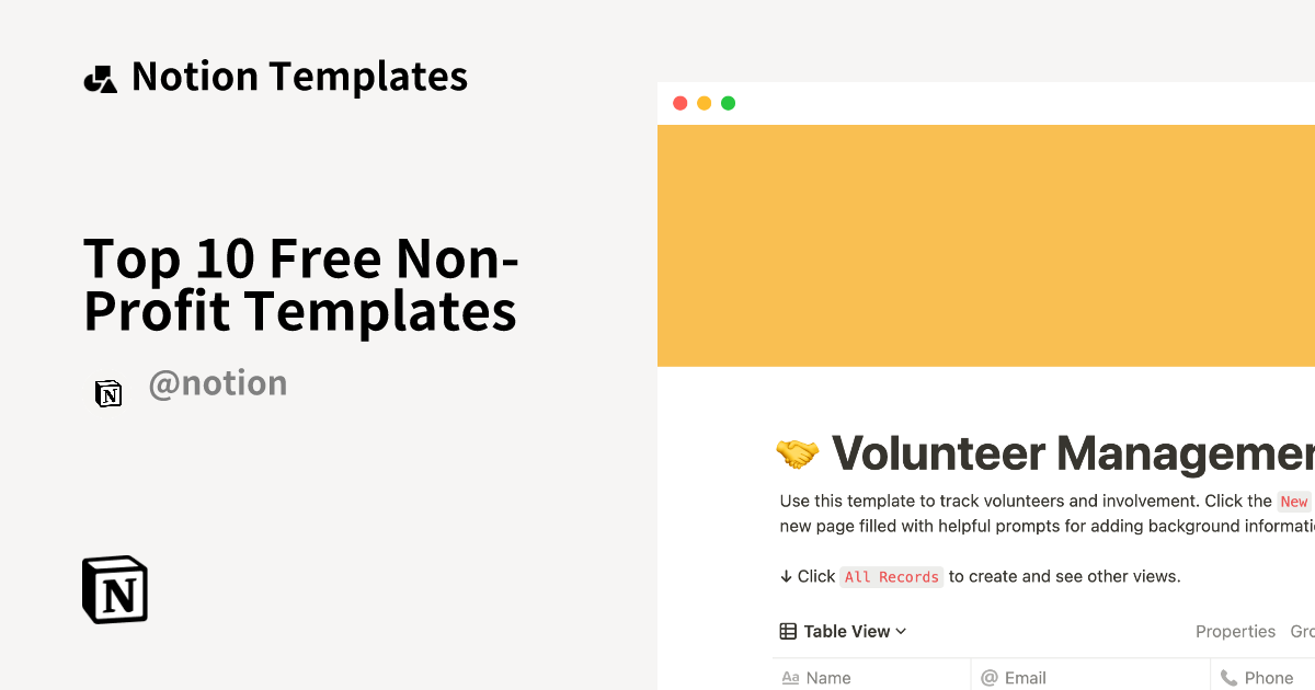 Top 10 Free Non-Profit Templates | Notion Template Marketplace