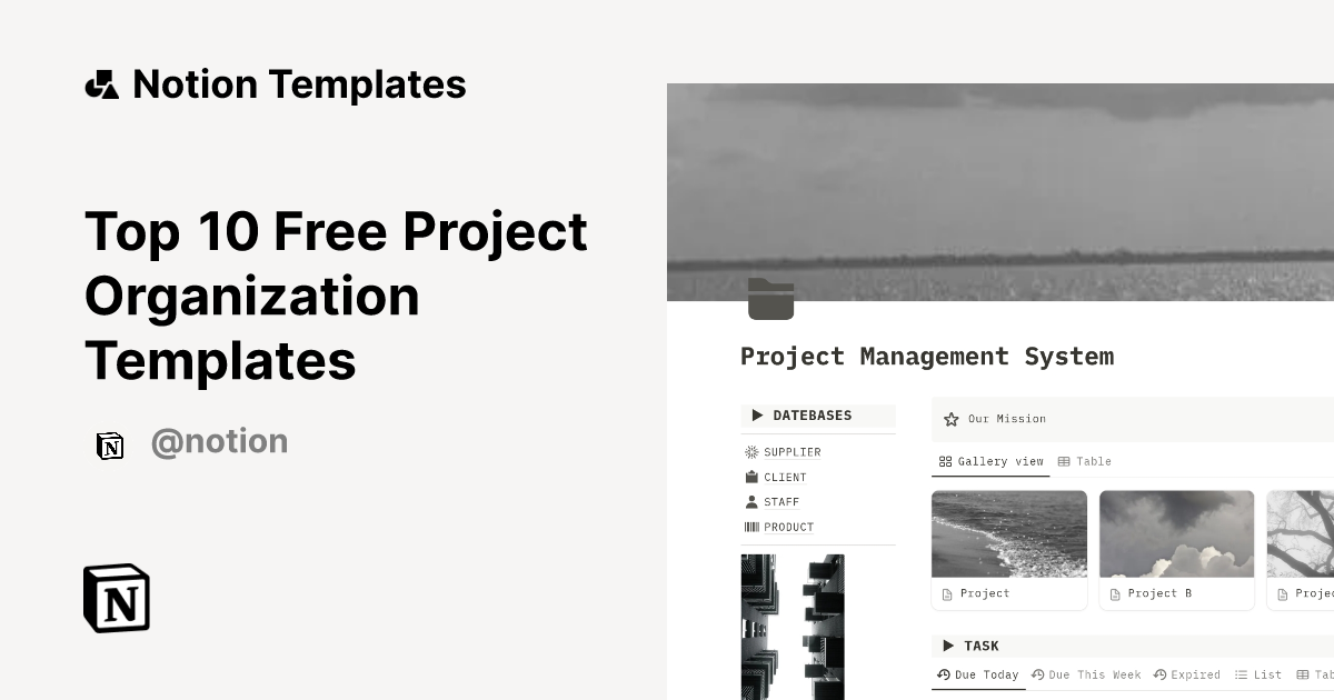 Top 10 Free Project Organization Templates | Notion Template Marketplace