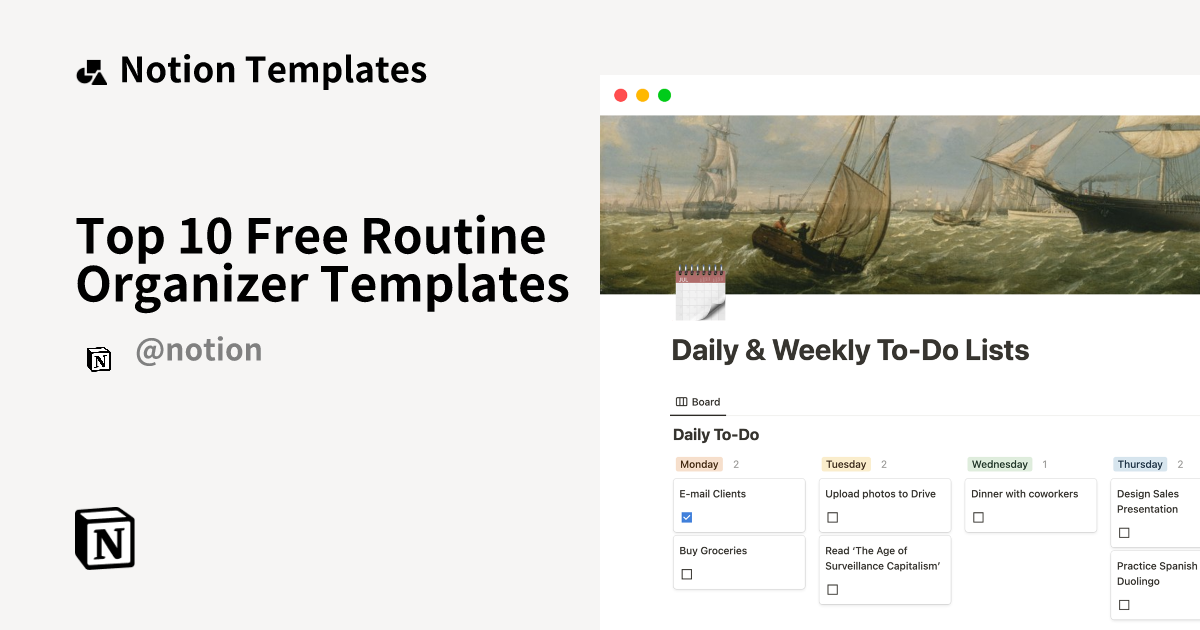 Top 10 Free Routine Organizer Templates | Notion Template Marketplace